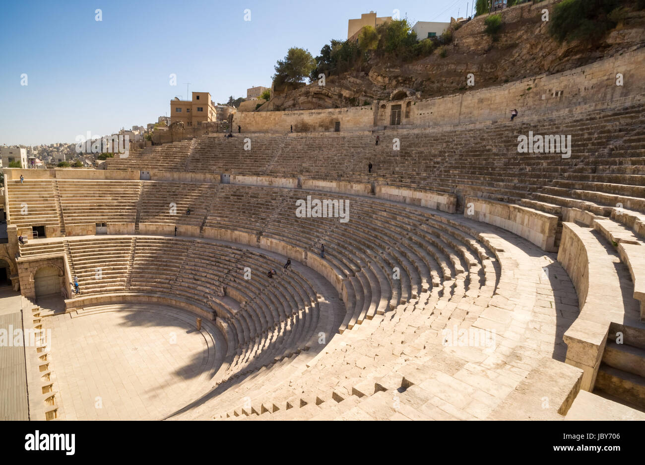 A view over the ancient Roman Theatre in Jordan's capital Amman Stock ...