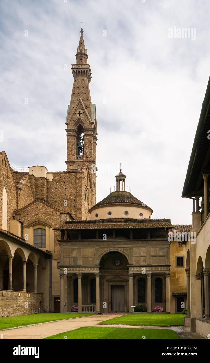 View to the Pazzi Chapel in Florence and the tower of the first ...