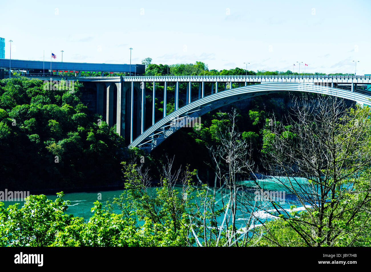 Rainbow Bridge between Canada and USA over the Niagara River in Niagara ...