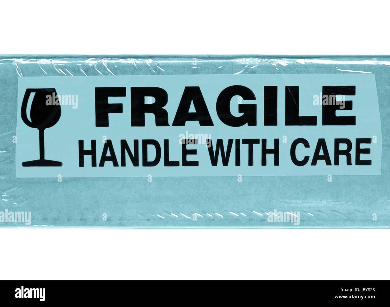 Detail of a fragile corrugated cardboard packet - cool cyanotype Stock Photo - Alamy