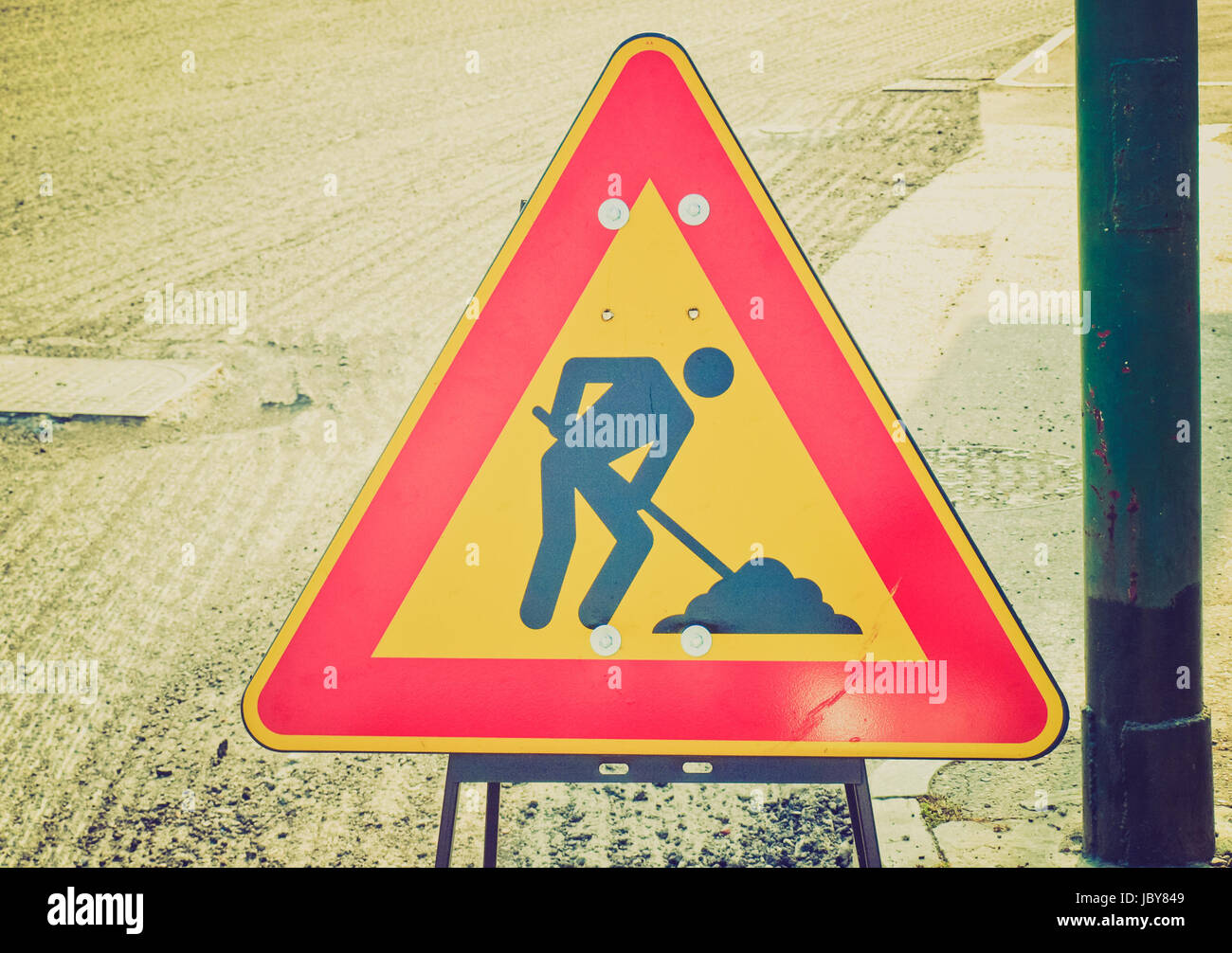 Vintage retro looking road works hi-res stock photography and images ...