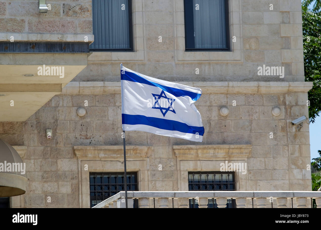 Israeli flag is waving in Jerusalem, Israel Stock Photo - Alamy