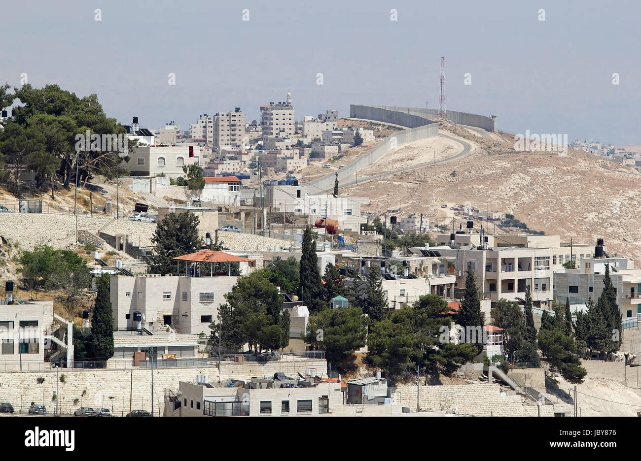 Israeli West Bank barrier at Bethlehem seen from the Jerusalem ...