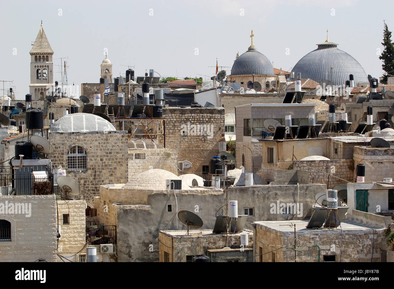 Jerusalem old town cityview with the Dome of the church of the Holy ...