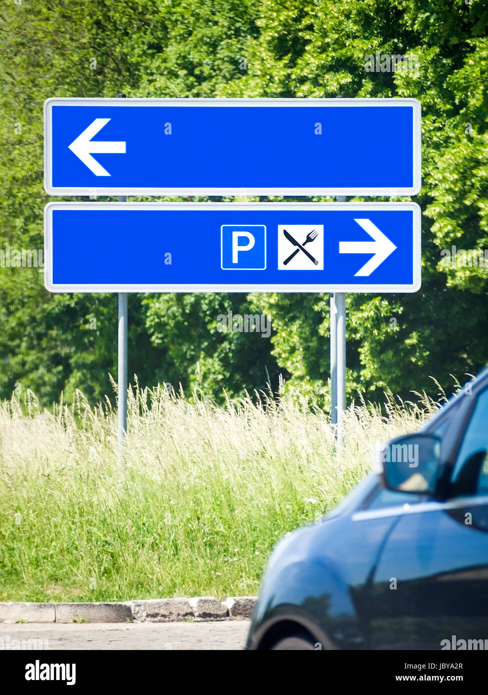An image of a german blue road sign Stock Photo - Alamy