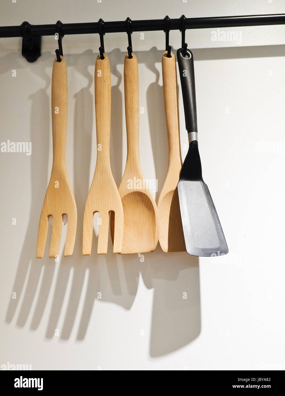 Set of Spatula with Shadow on The Wall, Kitchen Utensil for Mixing ...