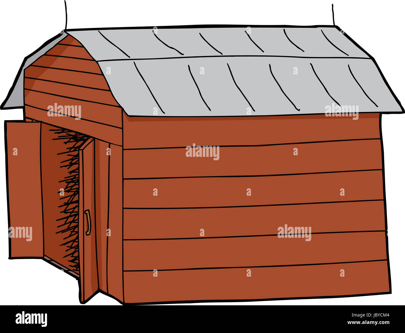 Cartoon Illustration Red Farm Barn High Resolution Stock Photography ...