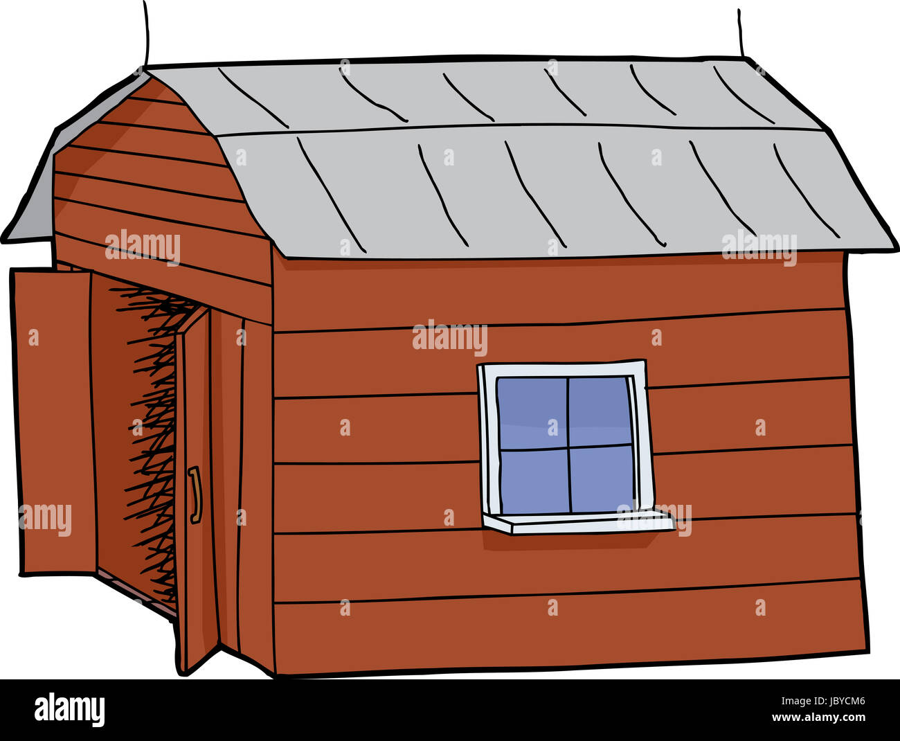 Cartoon illustration red farm barn hi-res stock photography and images ...