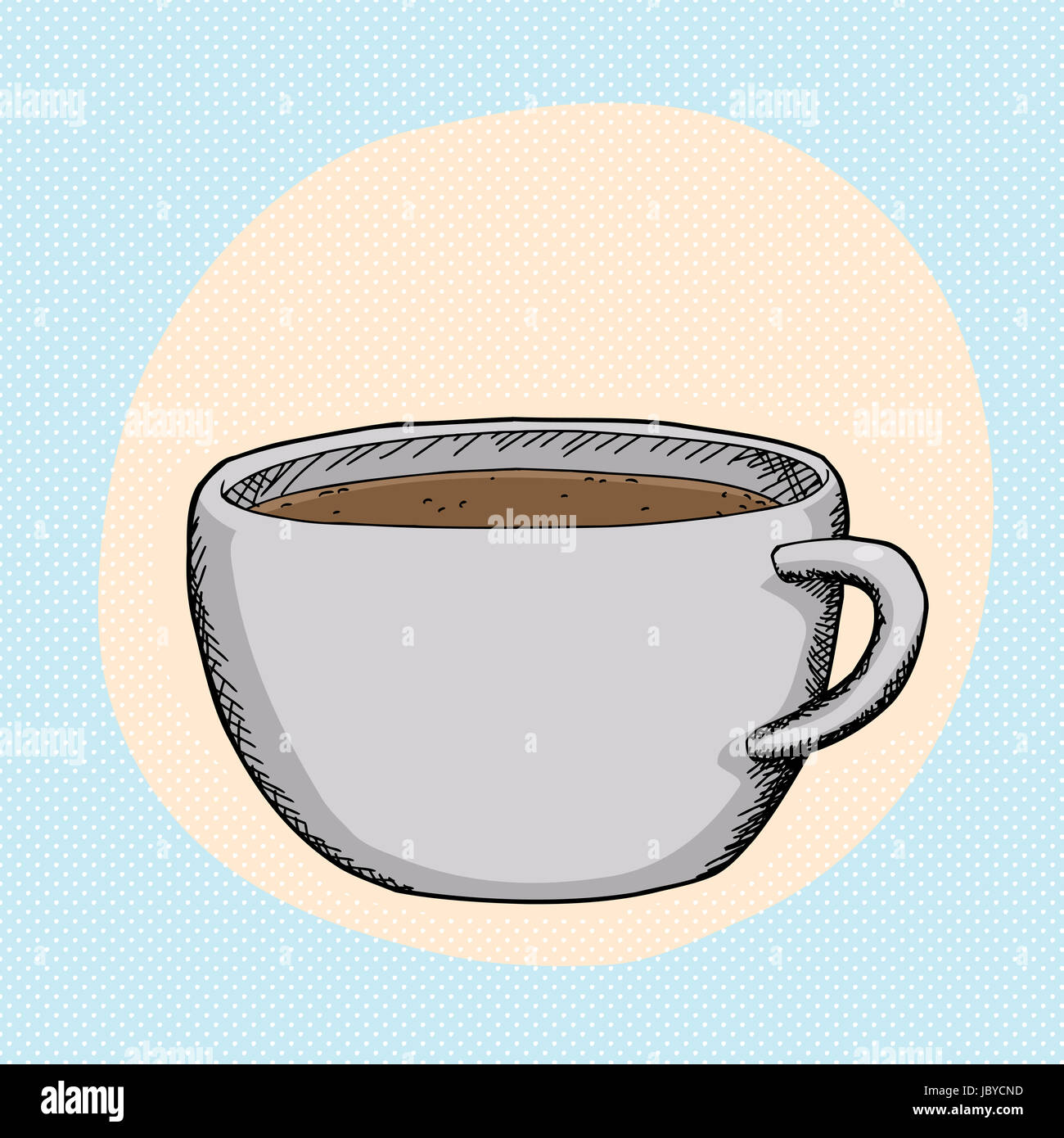 Hand drawn cartoon of full coffee cup Stock Photo - Alamy