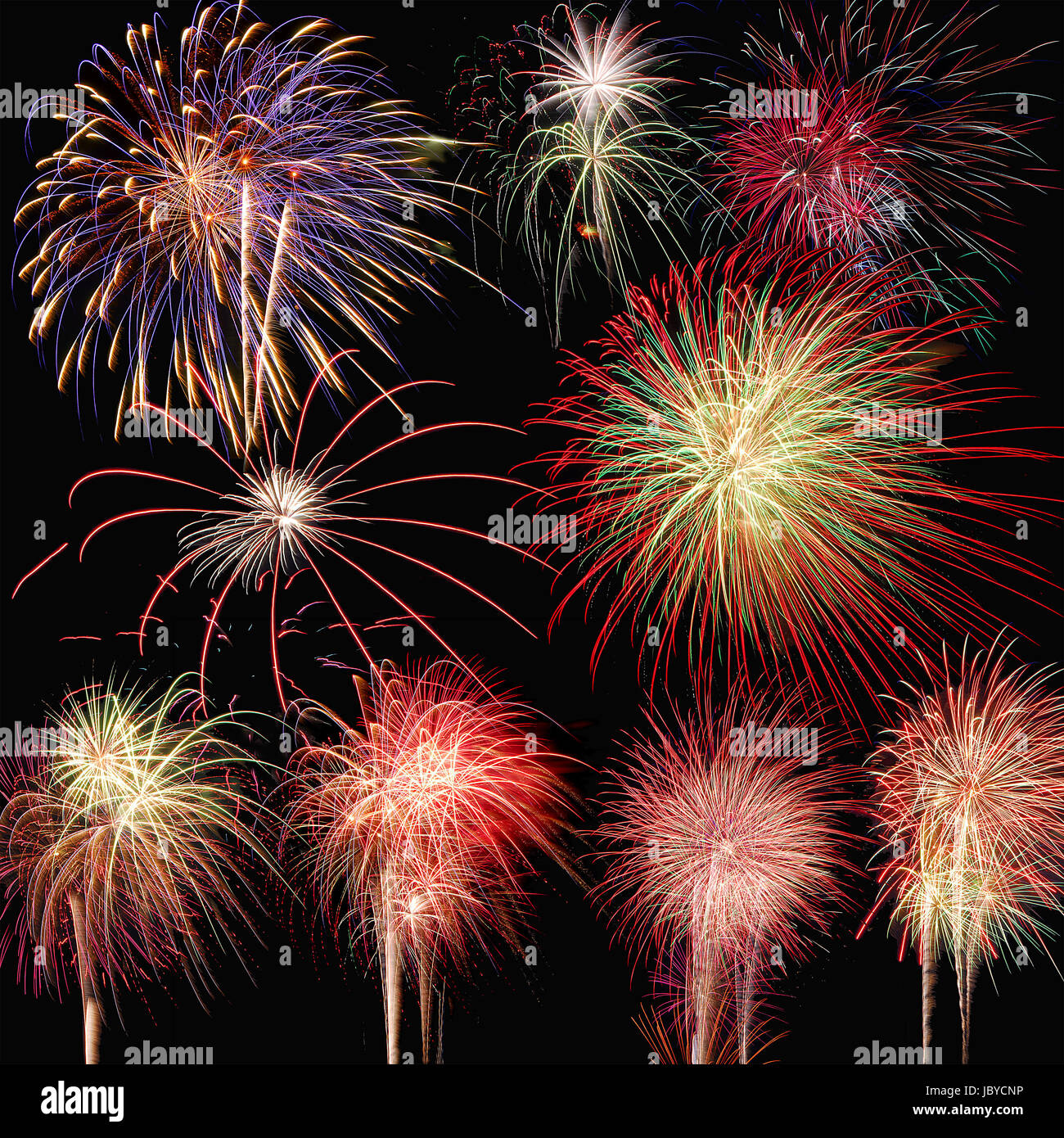 fireworks lighting the night sky in different colors Stock Photo - Alamy