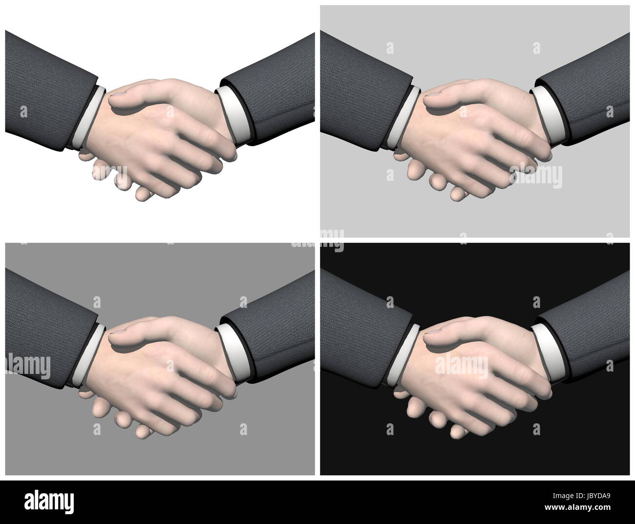 Set of four white to black businessman handshake Stock Photo - Alamy