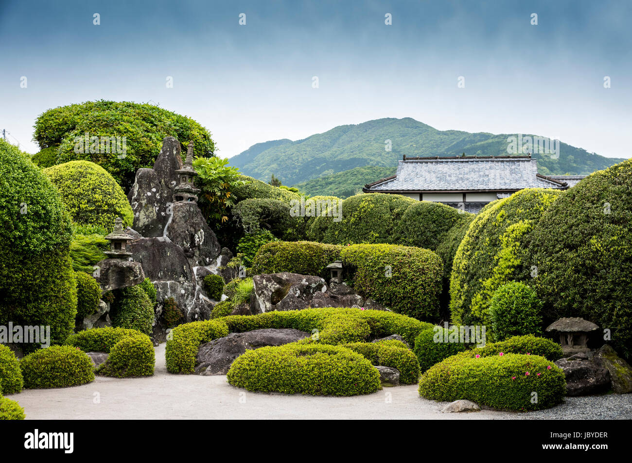 Japanese garden. Chiran Samurai Houses, Kagoshima, Kyushu, Japan Stock ...