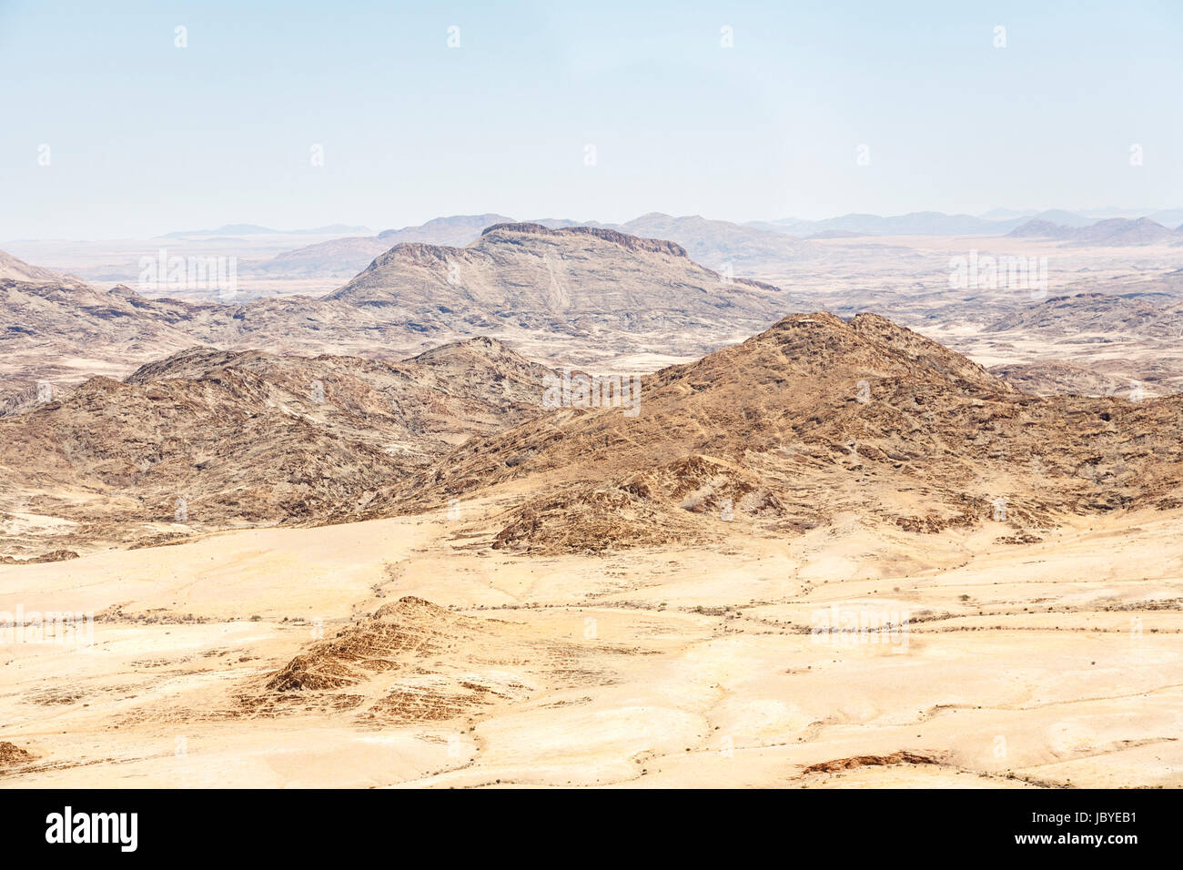 Typical bleak, arid mountainous terrain of the Namib Desert on the ...
