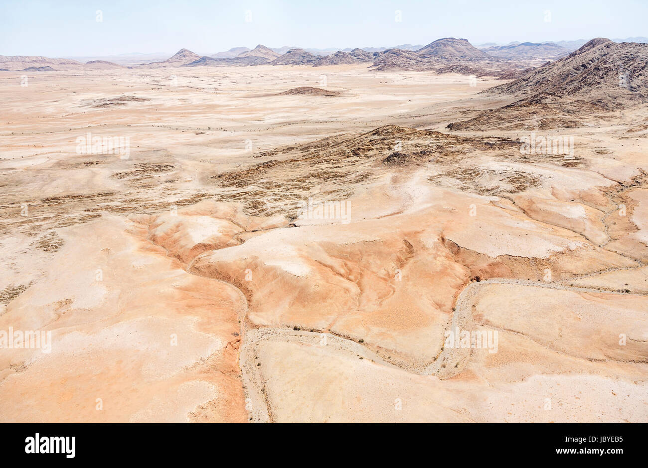 Aerial panoramic view of dried up, dessicated river beds and ...