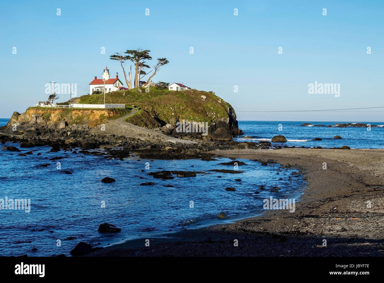 Battery Point Lighthouse in Crescent City, California, USA, during a ...