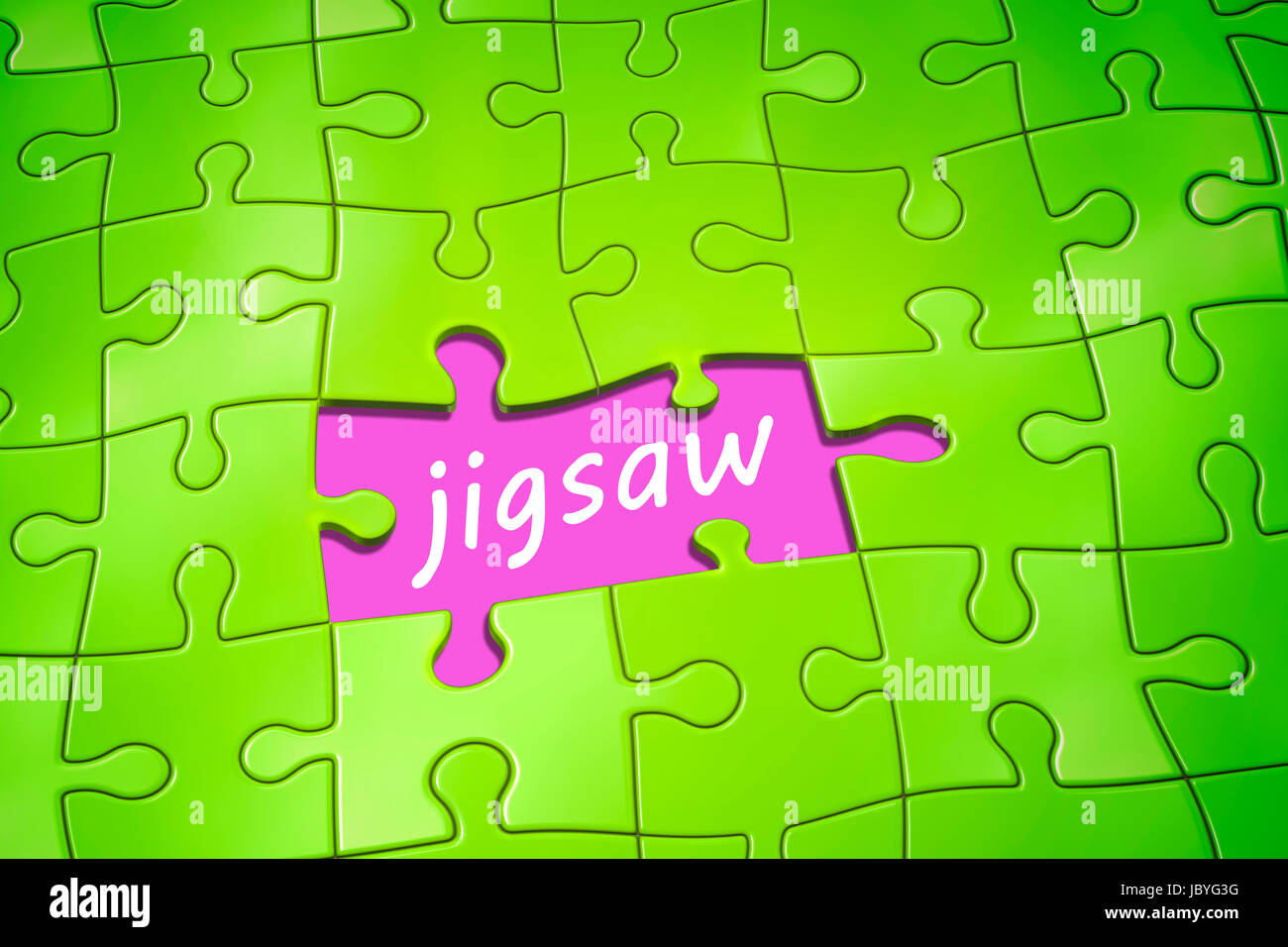 An image of a green jigsaw puzzle Stock Photo - Alamy