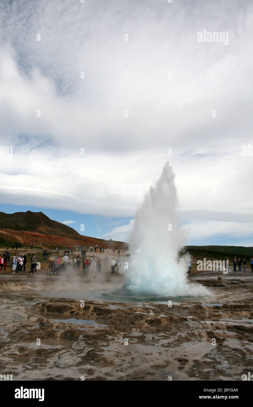 Bubble as fountain geyser starts erupting in geothermal area Stock ...