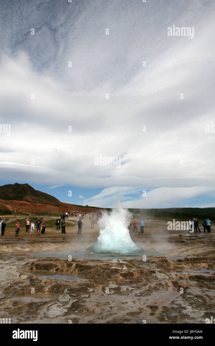 Geyser bubble as starts to erupt in Geysir Iceland Stock Photo - Alamy