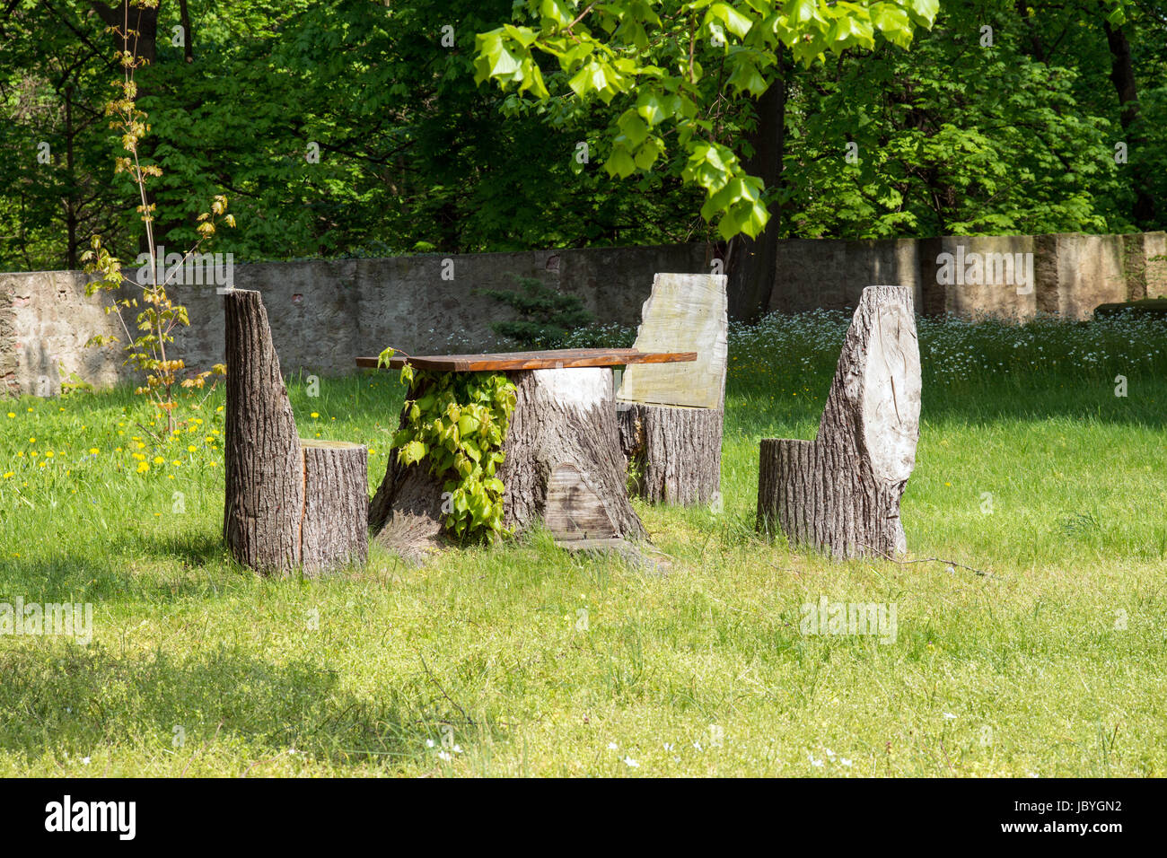 Sitting Area in the park Stock Photo - Alamy