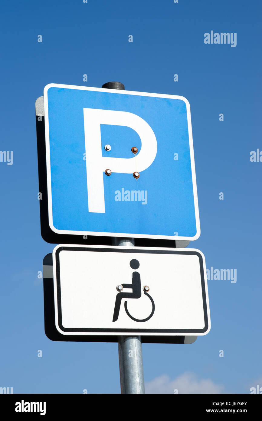german traffic Sign Handicapped Parking Stock Photo - Alamy