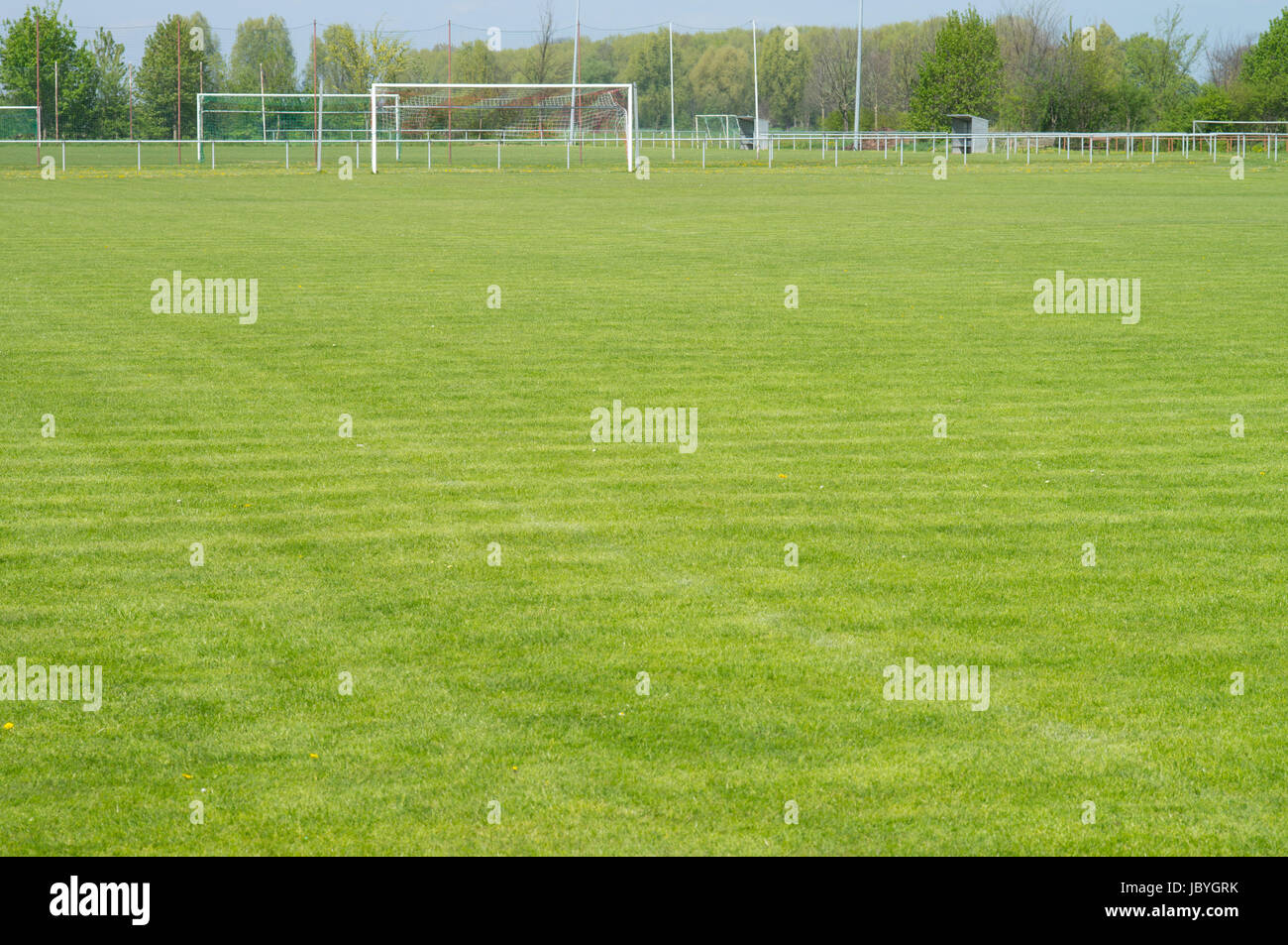 Football field with green grass Stock Photo - Alamy