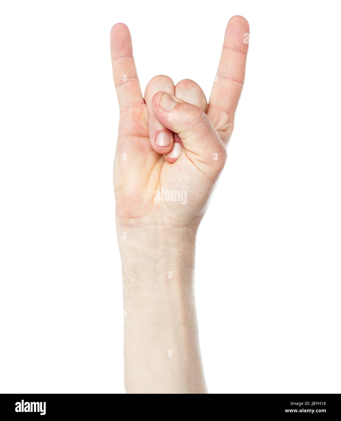 Hand giving the devil horns gesture Stock Photo - Alamy