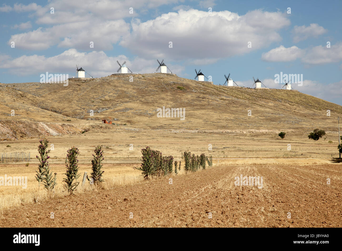 Traditional spanish windmills in Castilla-La Mancha, Spain Stock Photo ...