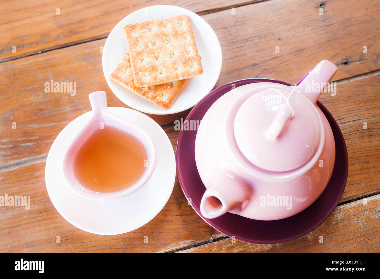 Top view hot cup tea set, stock photo Stock Photo - Alamy