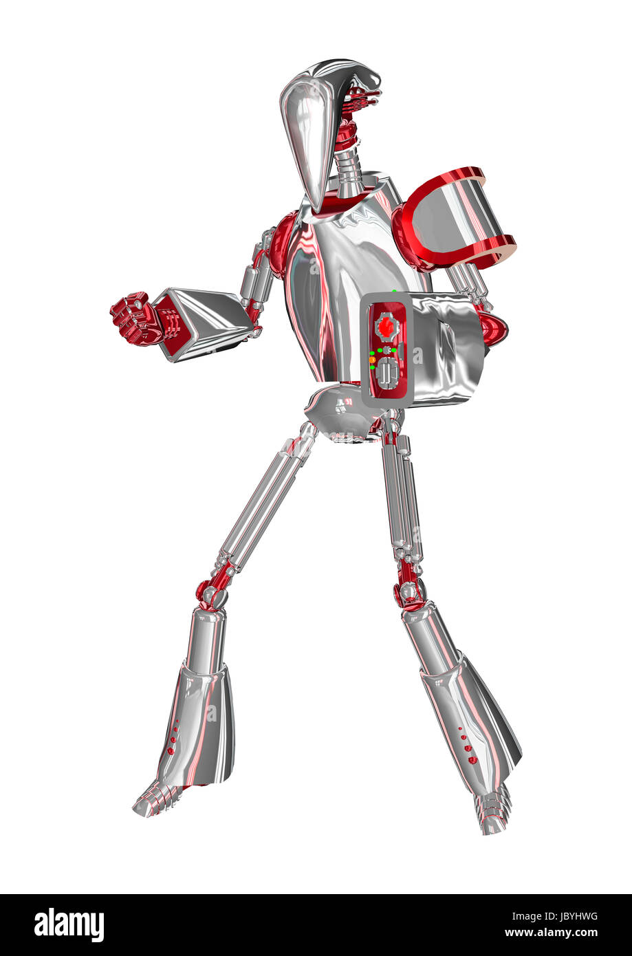 3D digital render of a fighting droid isolated on white background ...