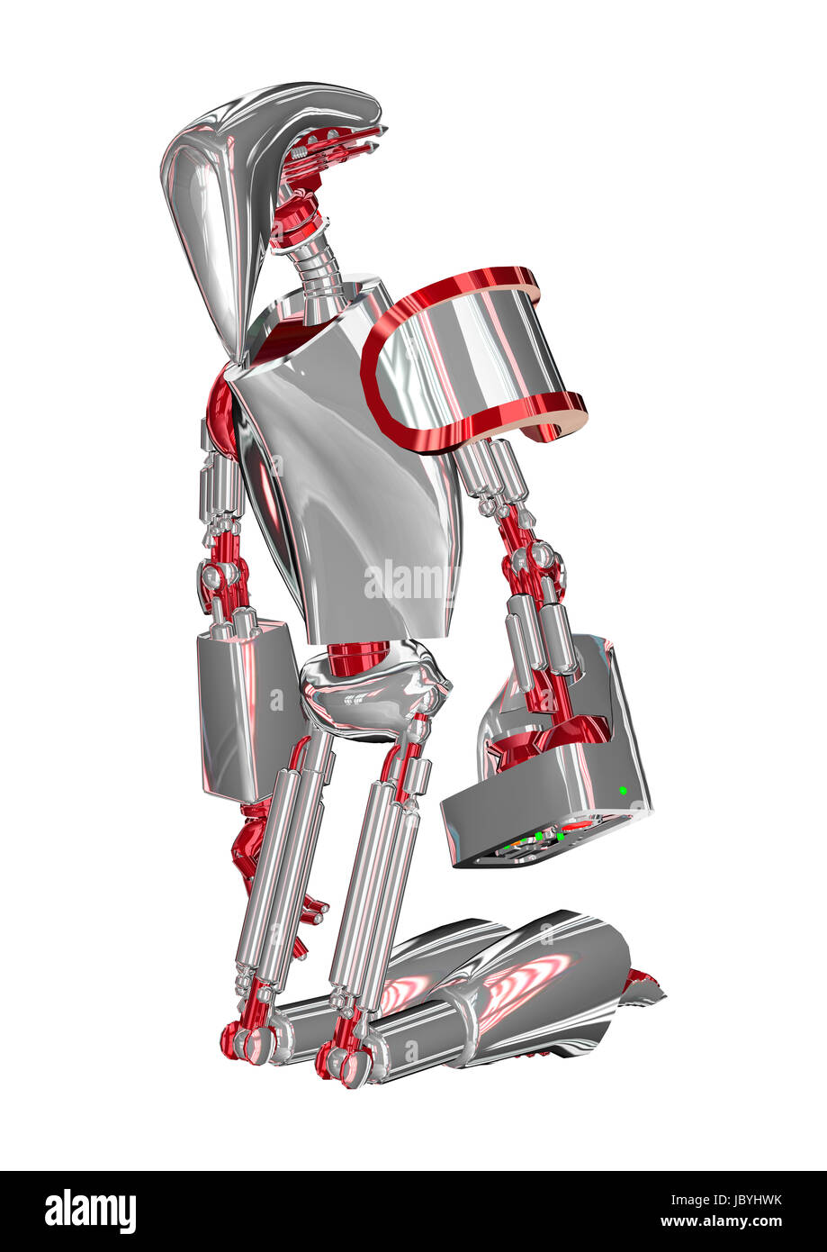 3D digital render of a kneeling droid isolated on white background ...