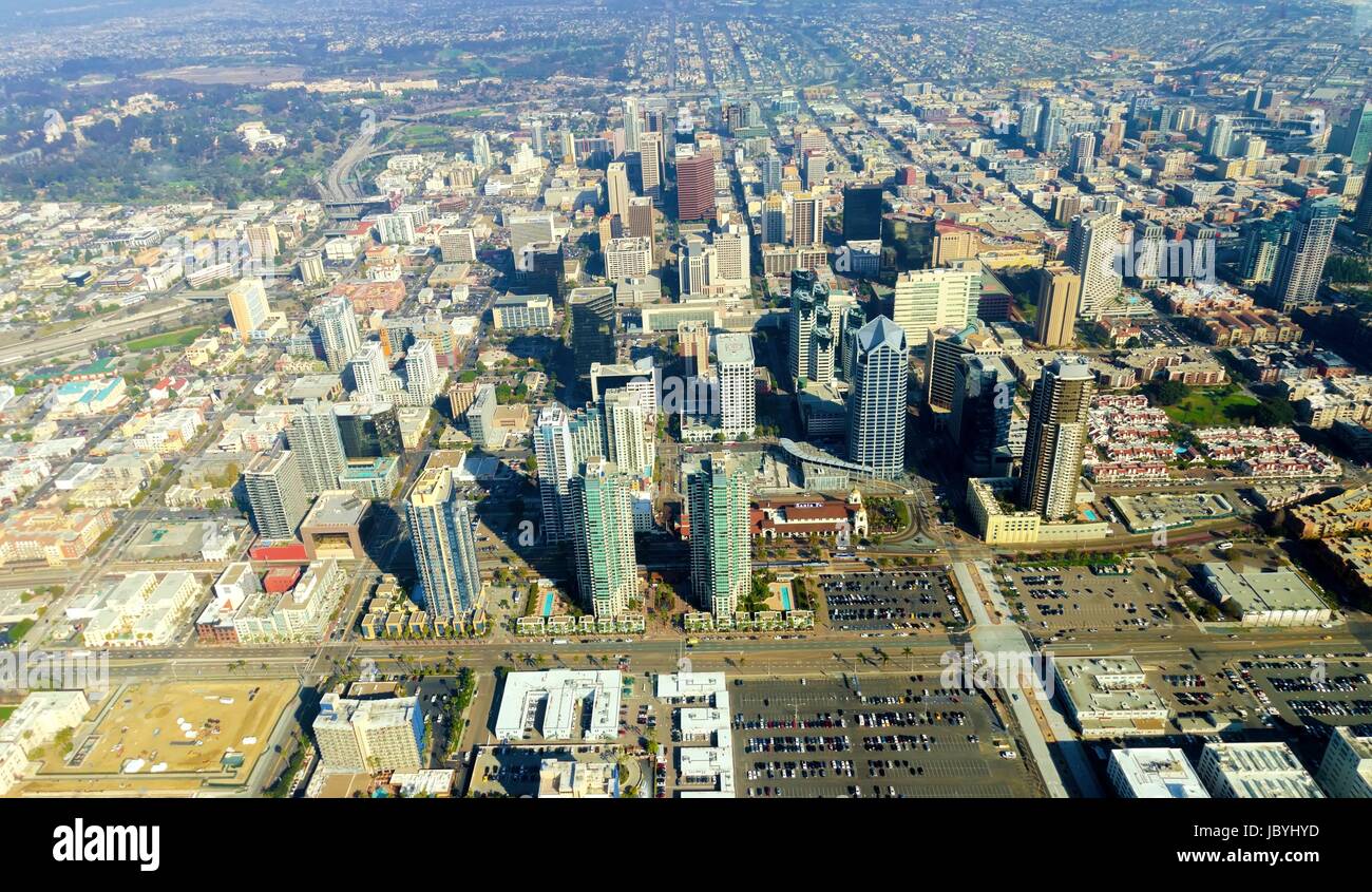 Aerial view of Downtown San Diego, Southern California, United States ...