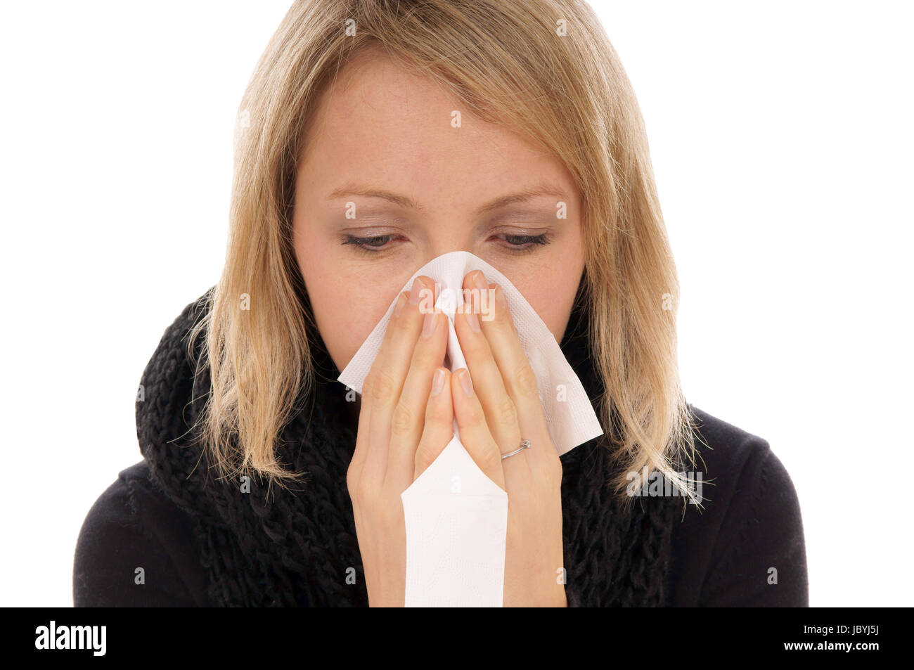Woman with a cold Stock Photo - Alamy