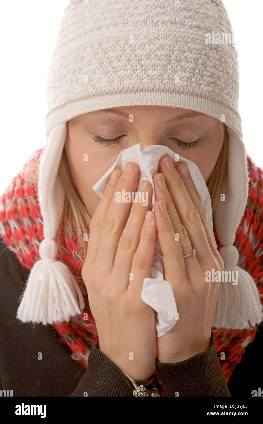 Woman with a cold Stock Photo - Alamy
