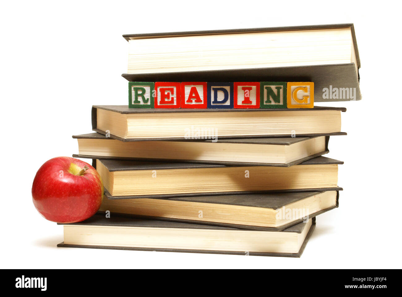 A stack of six school books ready for reading Stock Photo - Alamy