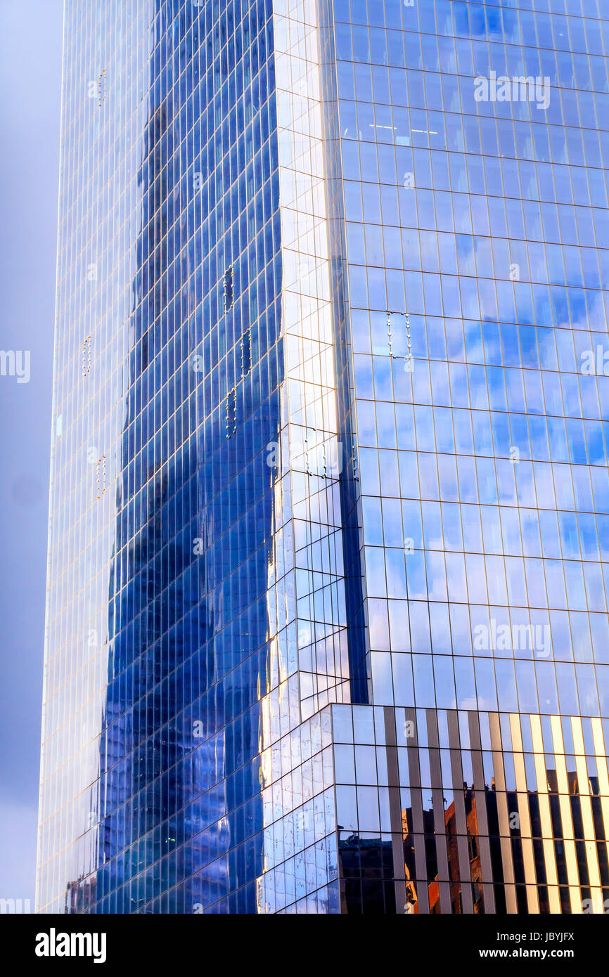 New World Trade Center Glass Building Abstract Skyscraper Blue Clouds ...