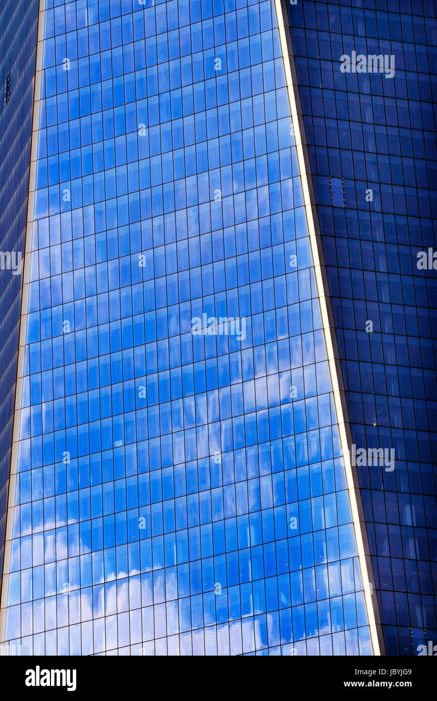 New World Trade Center Glass Building Abstract Skyscraper Blue Clouds ...