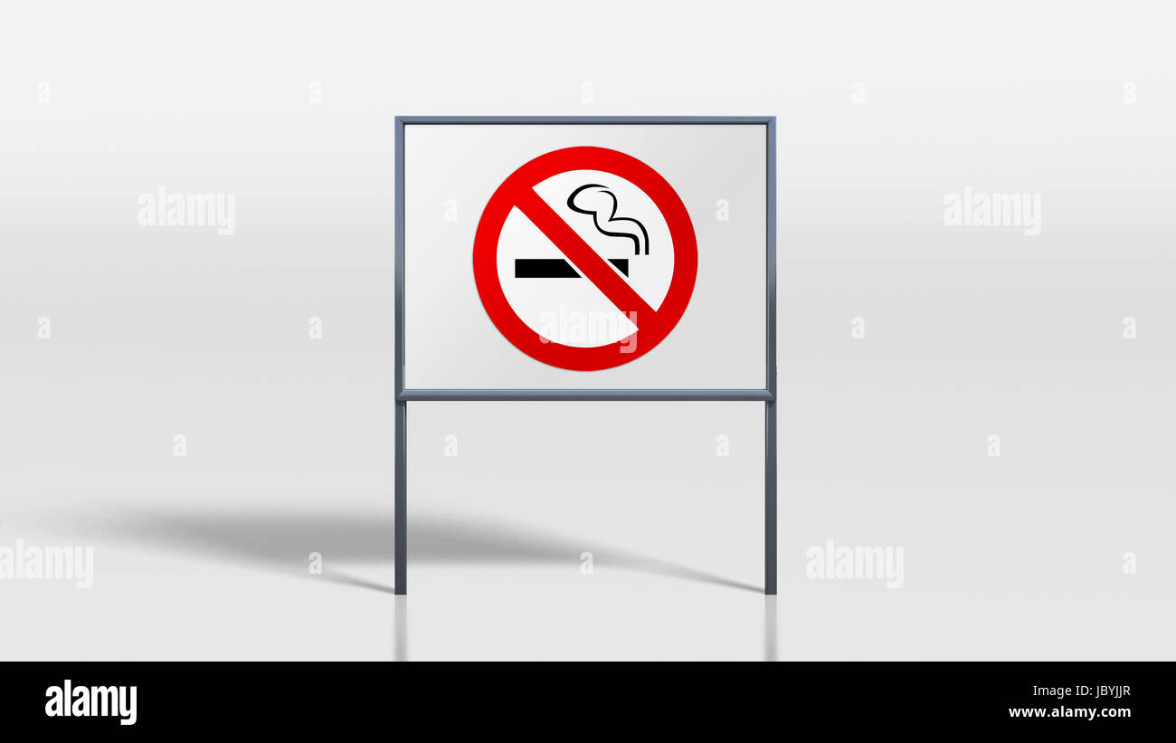 3d render of shop no smoking signage stands Stock Photo - Alamy