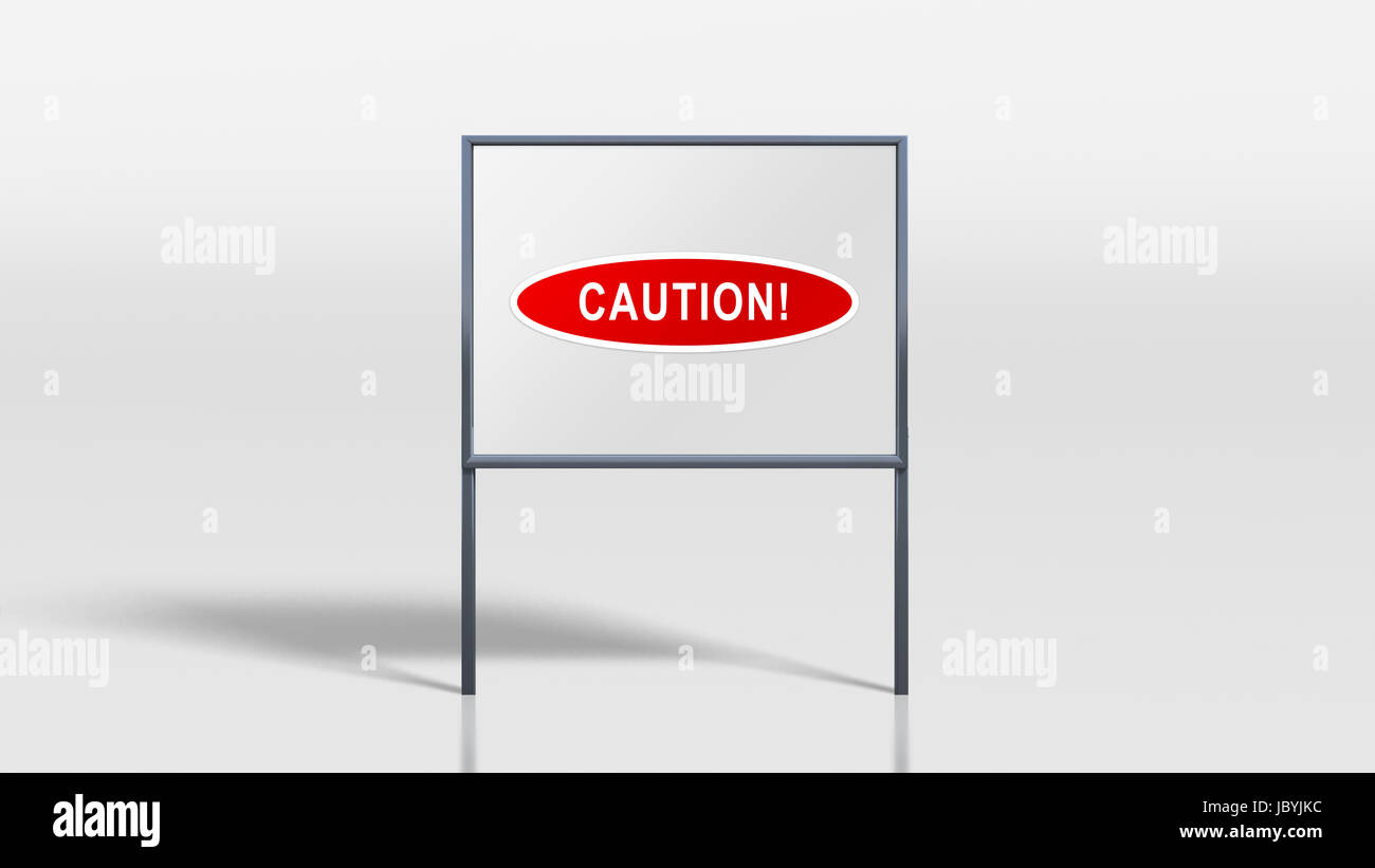 3d render of traffic signage stands caution Stock Photo - Alamy
