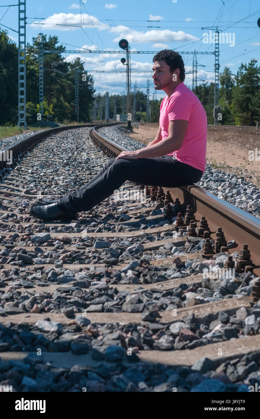 Man model male beard railway hi-res stock photography and images - Alamy