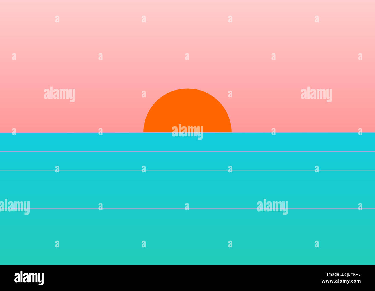 Simple scene - Sunset at sea Stock Photo - Alamy