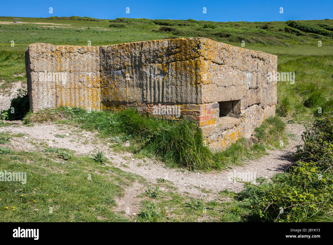 A panoramic view showing World War II defences at the estuary in ...