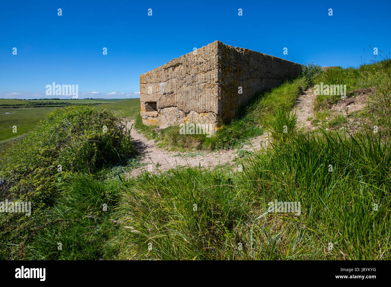 A panoramic view showing World War II defences at the estuary in ...