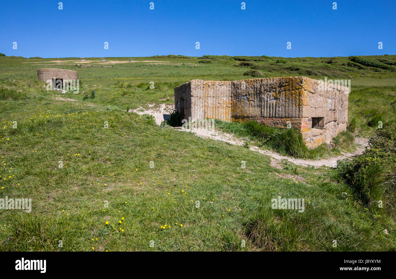 A panoramic view showing World War II defences at the estuary in ...