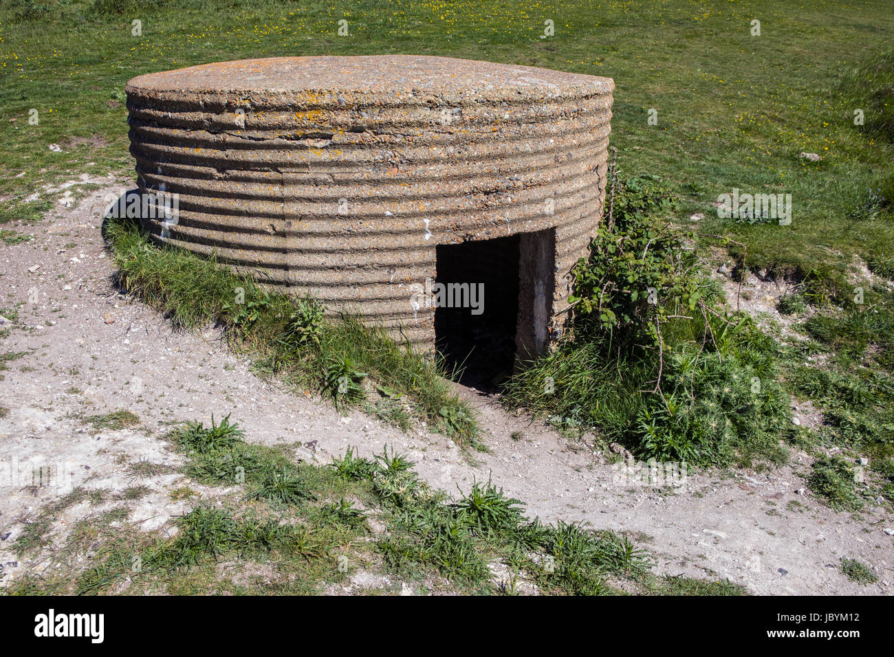 A panoramic view showing World War II defences at the estuary in ...