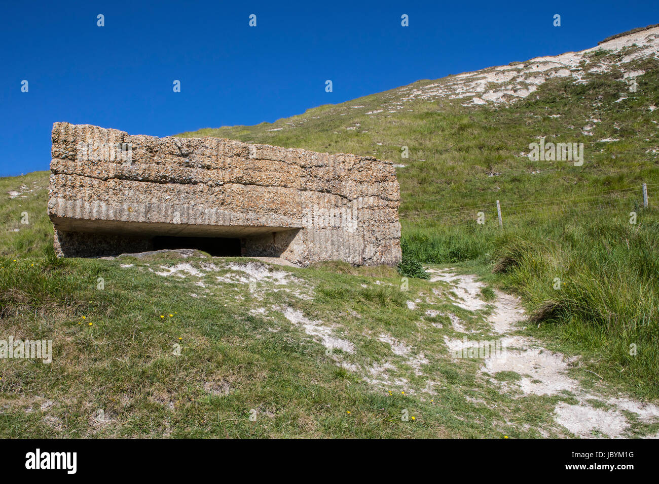 A panoramic view showing World War II defences at the estuary in ...