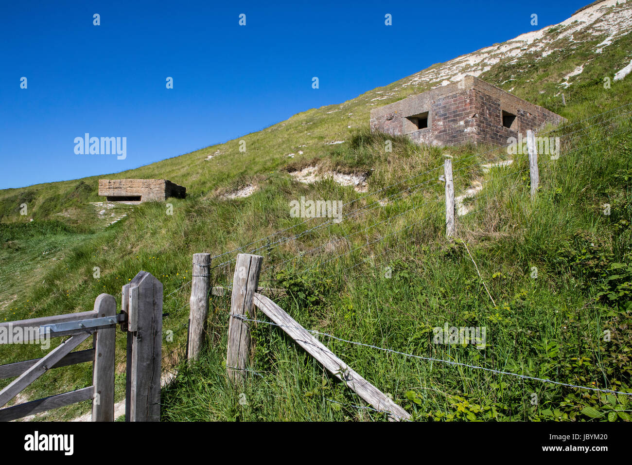 A panoramic view showing World War II defences at the estuary in ...
