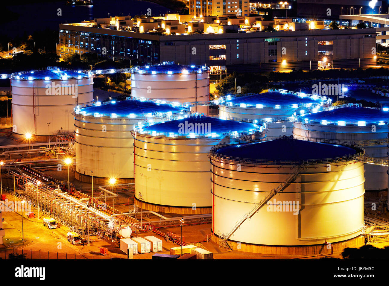 oil tank in power station , sunset Stock Photo - Alamy