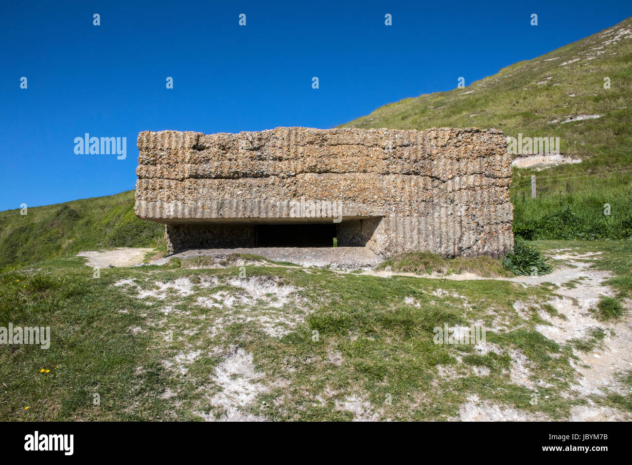 A panoramic view showing World War II defences at the estuary in ...