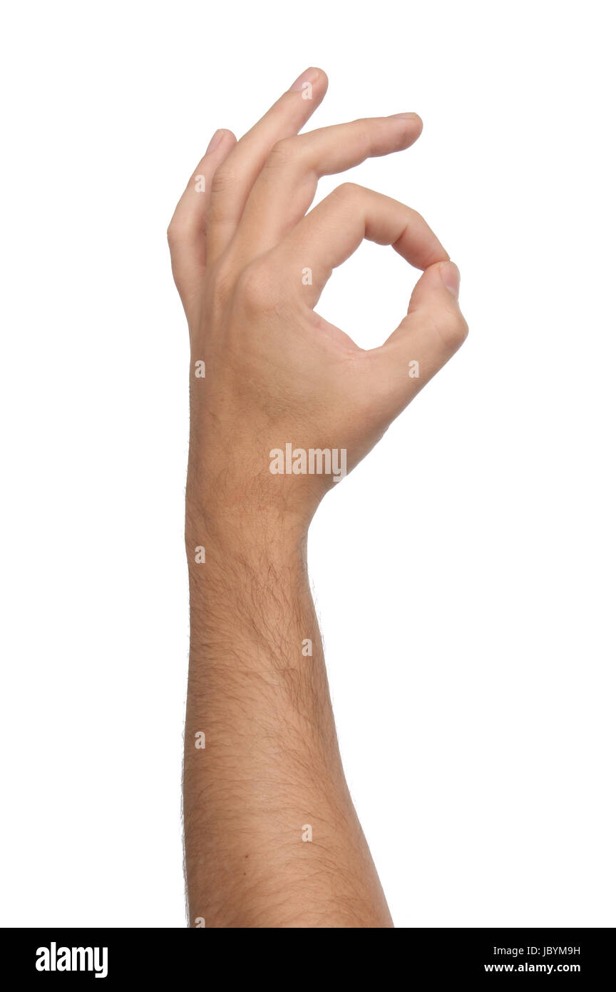 Hand ok sign isolated on white background Stock Photo - Alamy