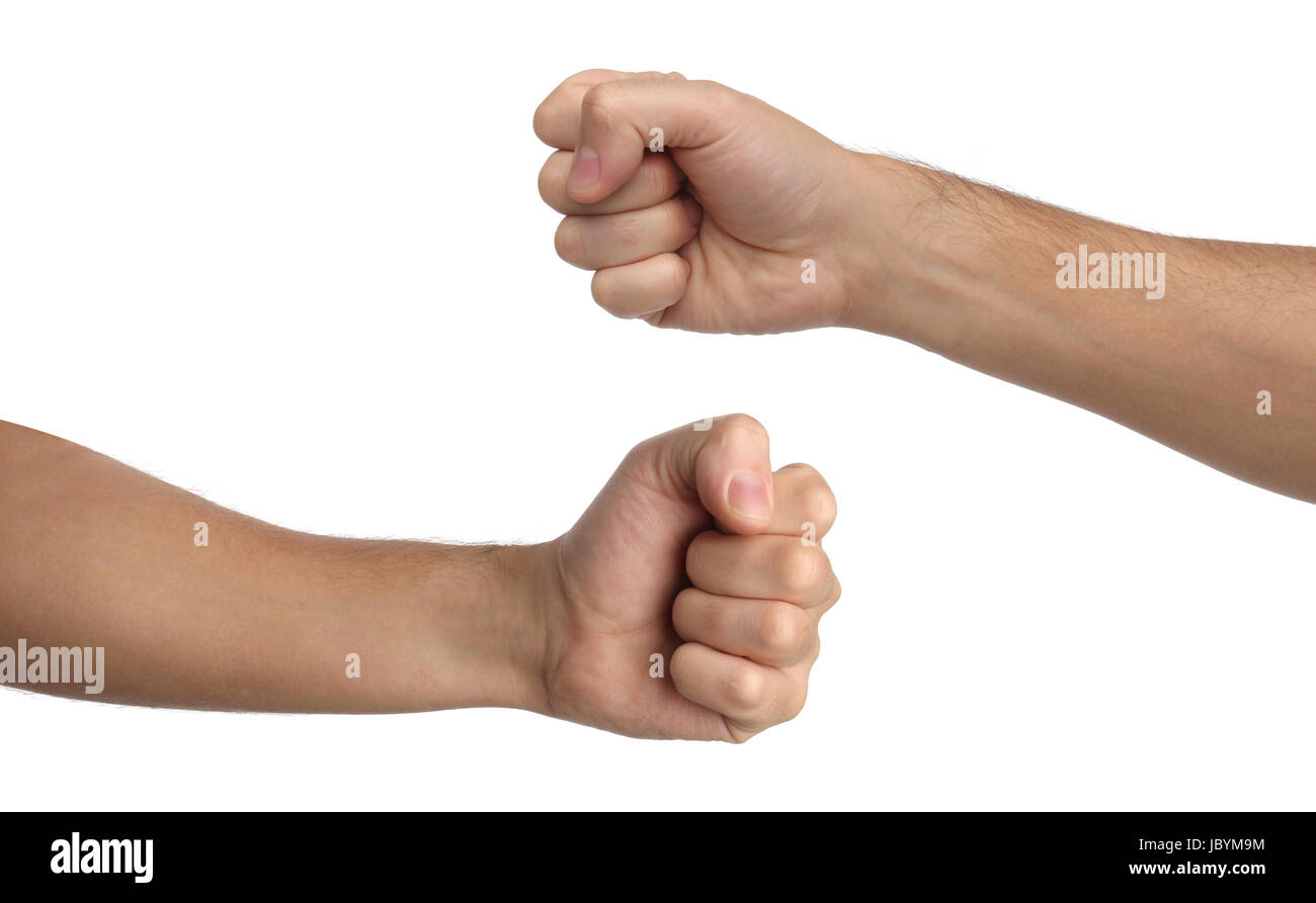 Hand signs. Punch fist isolated on white background Stock Photo - Alamy
